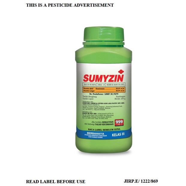 250GM Sumyzin Sumitomo Flumioxazin 50.0% Racun Rumput Sambau Herbicide ...