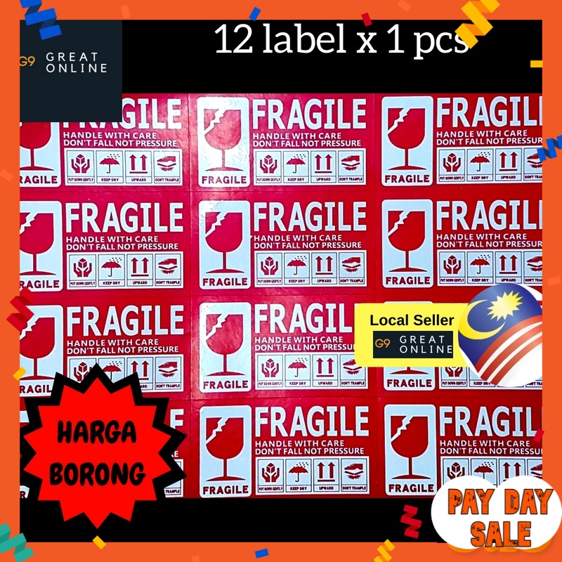 Fragile Sticker Label Handle with care courier Poslaju sticker | Shopee ...