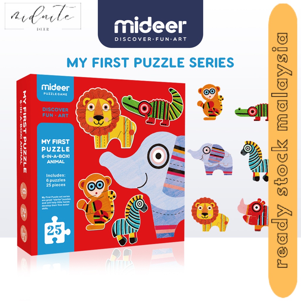 MIDEER My First Puzzle-Striped Animals 25pcs | Susun Suai Gambar ...