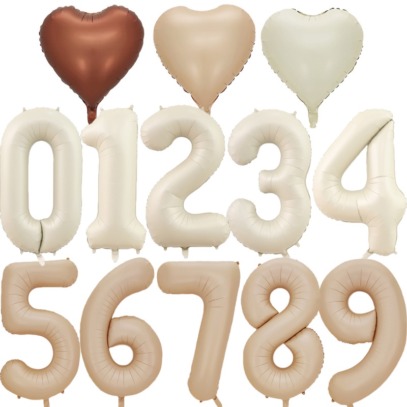 32inch Cream/Caramel Color 1-9 Digital Balloon for 30 40 50 Adult Kids ...