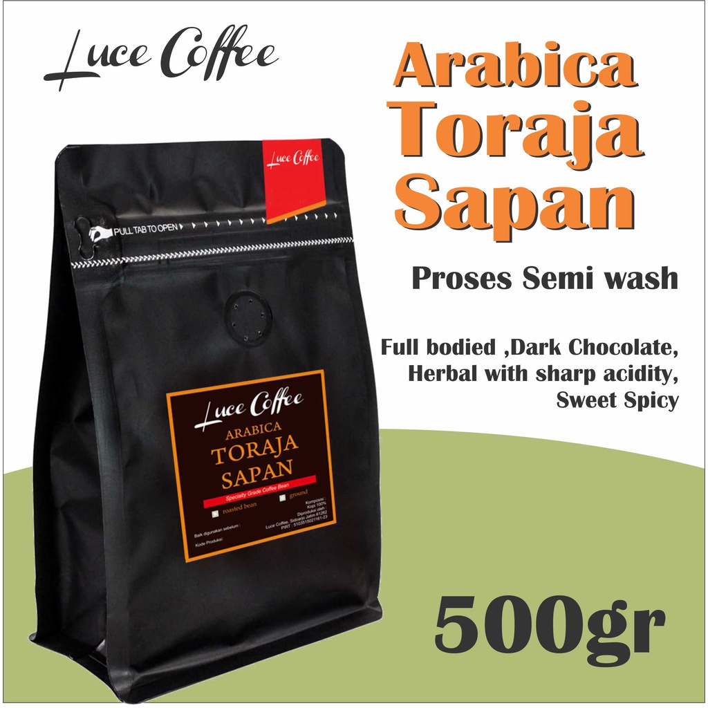 Luce Coffee, Toraja Sapan Arabica Coffee 500gr - Seeds Or Powder ...