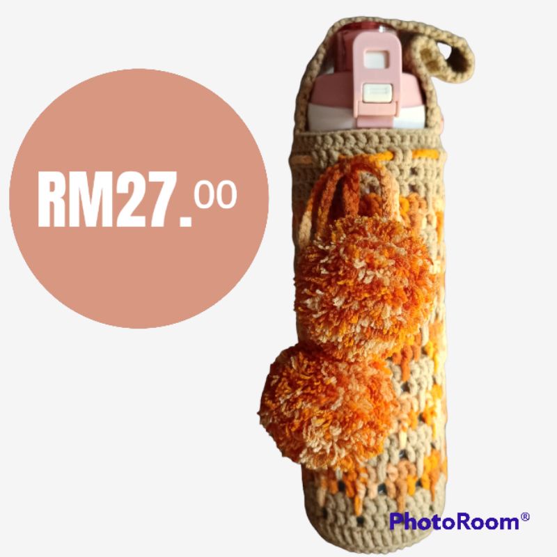 SARUNG BOTOL AIR KAITAN TANGAN.. WATER TUMBLER HOLDER CROCHET HANDMADE ...