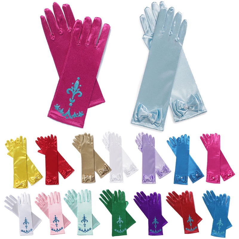 Girls Princess Cosplay Gloves Elsa Anna Dress Up Accessories Printing ...