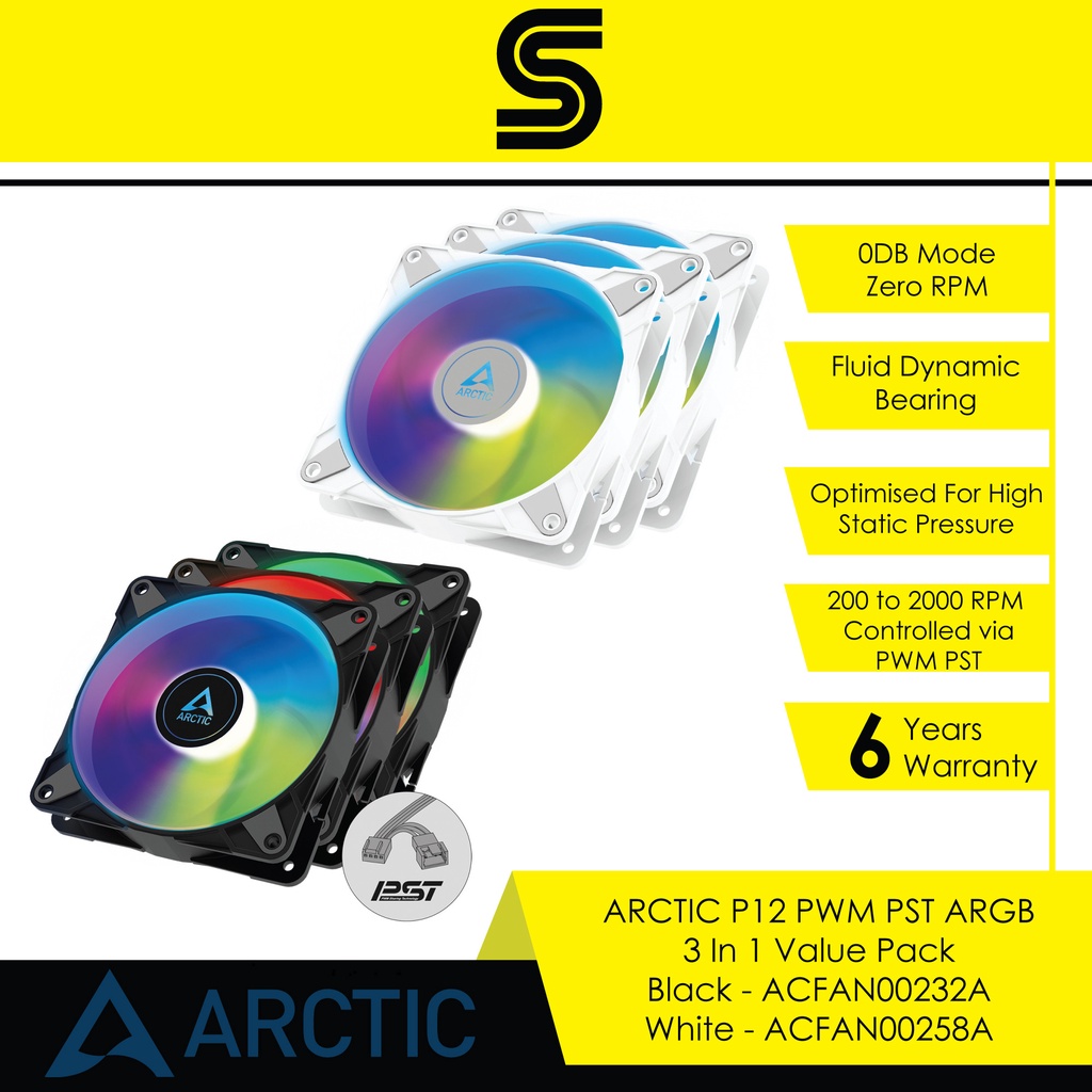 ARCTIC P12 PWM PST A-RGB Semi-passive 120 mm Case Fan with digital A ...