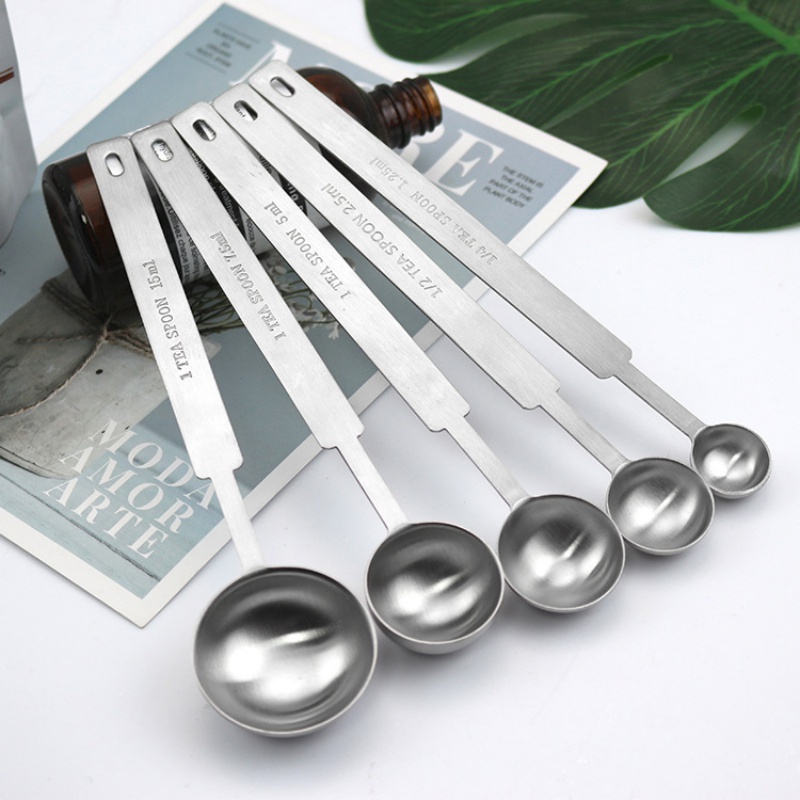 Stainless Steel Measuring Spoon Metal Round Head Long Handle Measuring ...