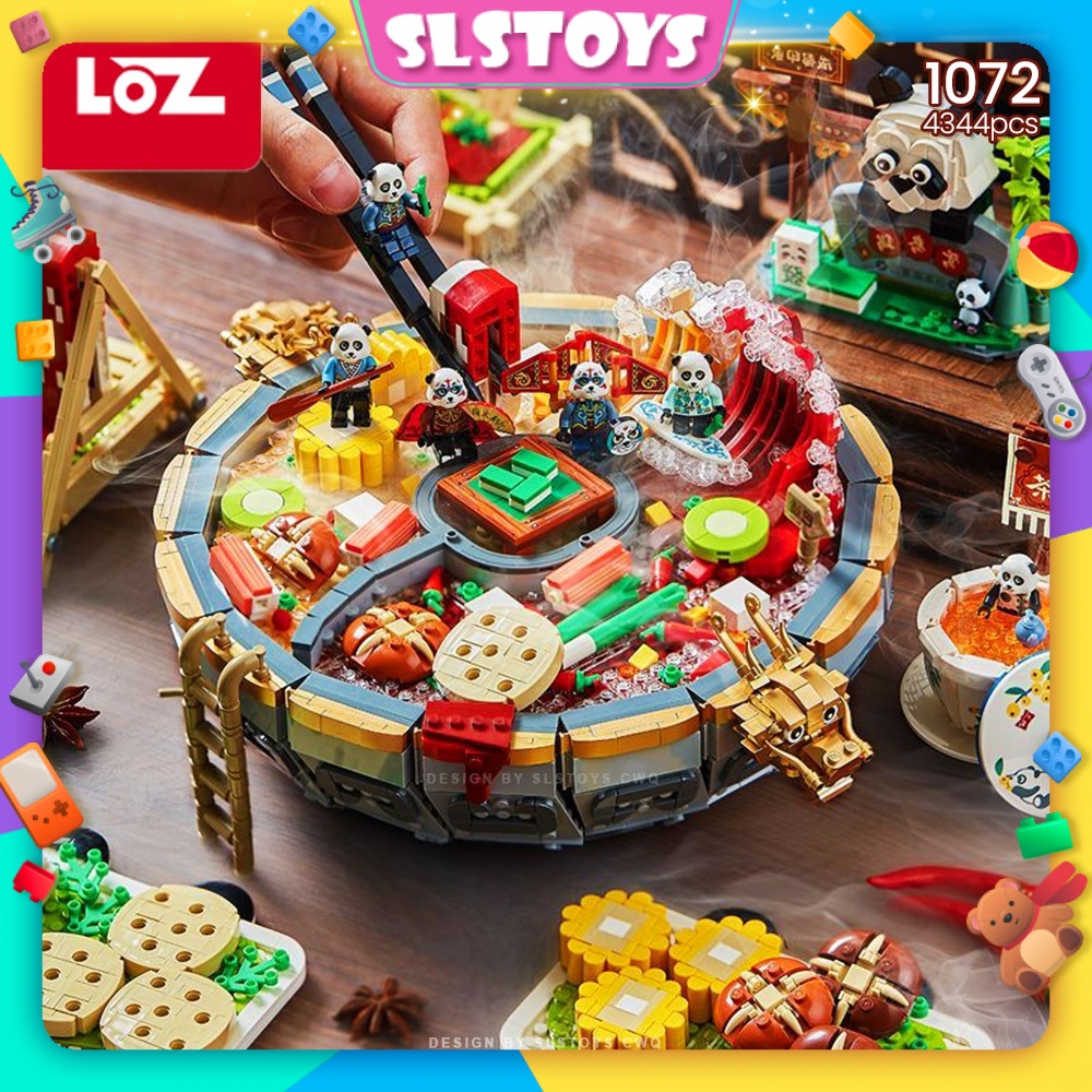 LOZ IDEAS Mini Block 1072 Sichuan Mala Hotpot Steamboat Panda China Trend Decoration Building ...