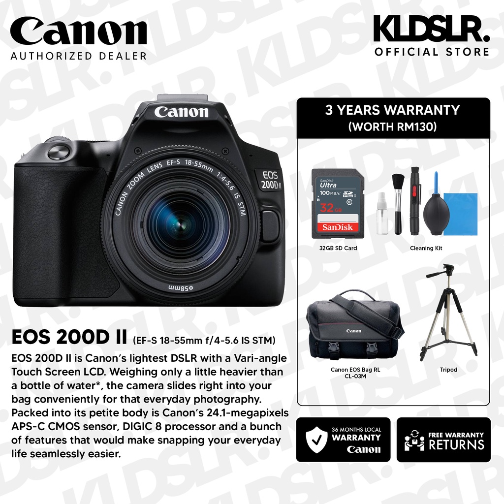 Canon EOS 200D Mark II / 200D II + 18-55mm STM Lens (Canon Malaysia ...