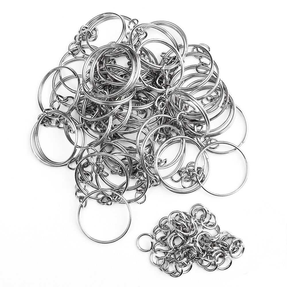 100 Pcs Polished Silver DIY Key Rings Key Chains With Link Chain Key ...