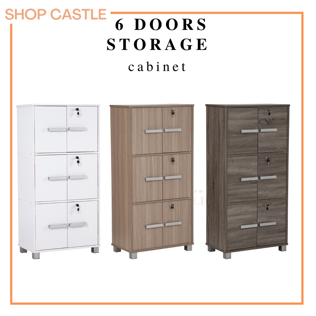 ShopCastle- NAOMI 6 Door Storage Cabinet with Lock / 3 Tier Locker ...