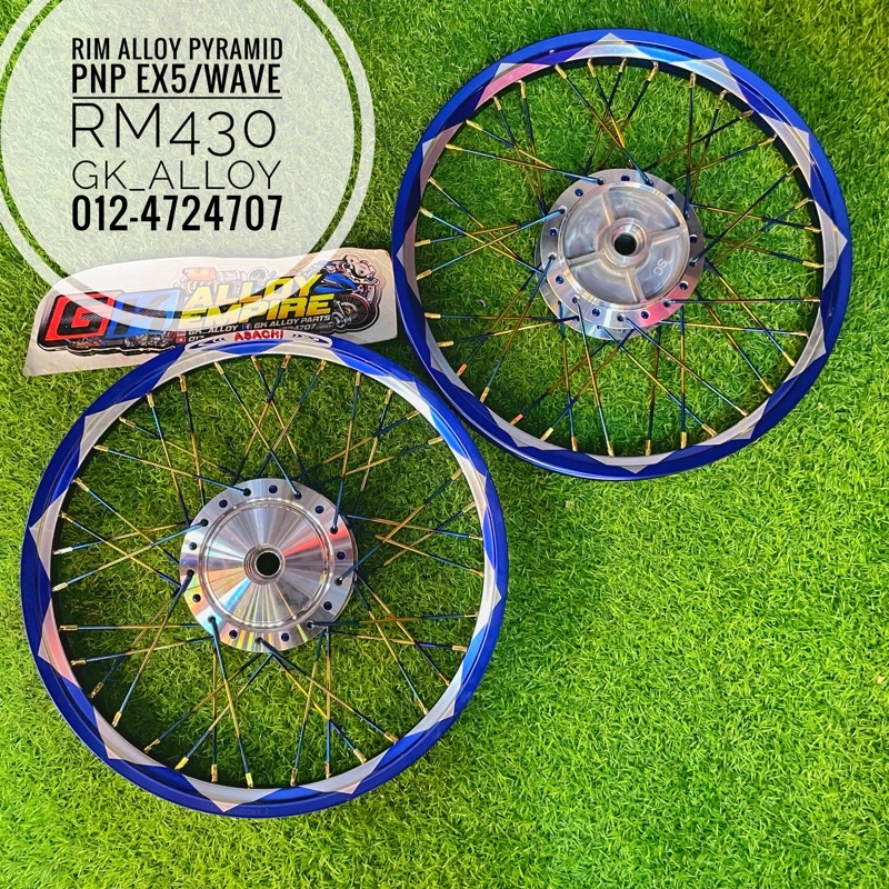 SET RIM ALLOY PYRAMID BIRU + LIDI TITANIUM + HUB CHROME PNP EX5 DREAM ...