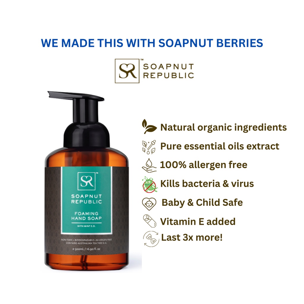 Soapnut Republic - Foaming Hand Soap with Mint E.O. (500ml) - Natural ...