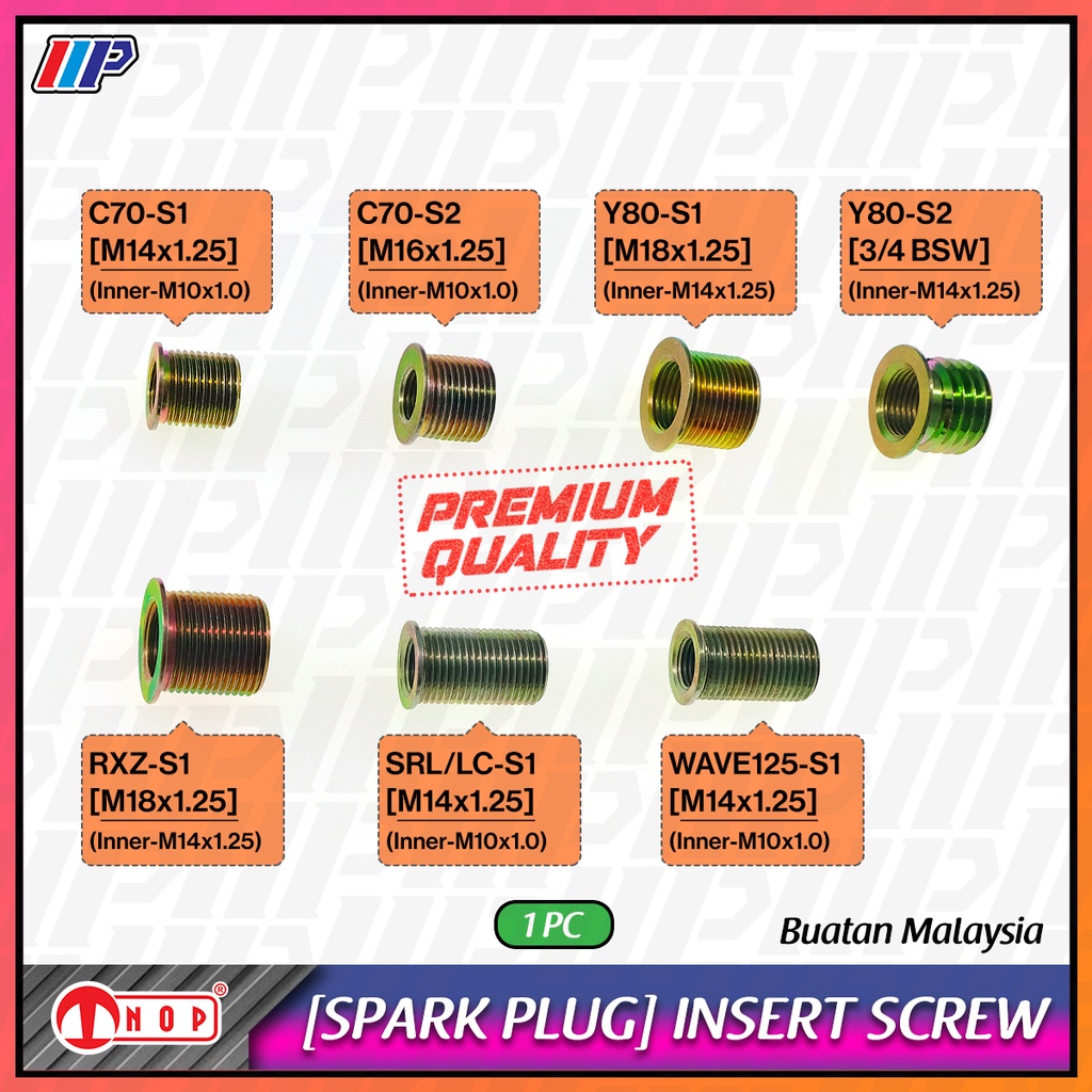 [SPARK PLUG] INSERT SCREW for Motorcycle-C70/Y80/SRL/LC135/RXZ/WAVE125 ...