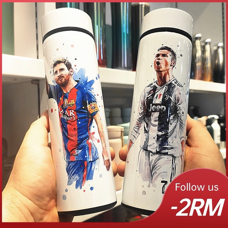 2022 World Cup Football Star Thermos Cup Messi Cristiano Ronaldo Fan ...