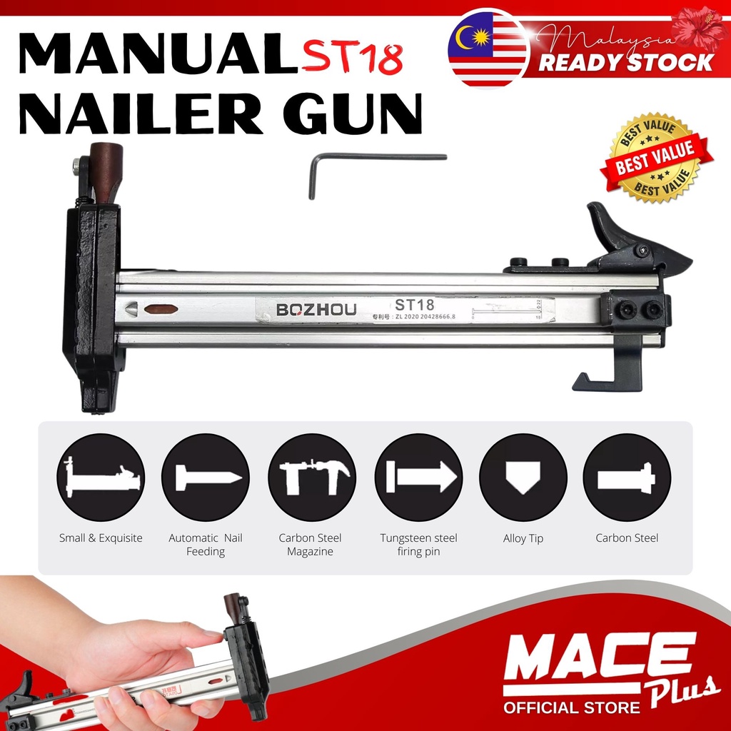 BOZHOU ST18 Manual Nailer Gun Semi Auto Nail Metal Cement Pallet ...