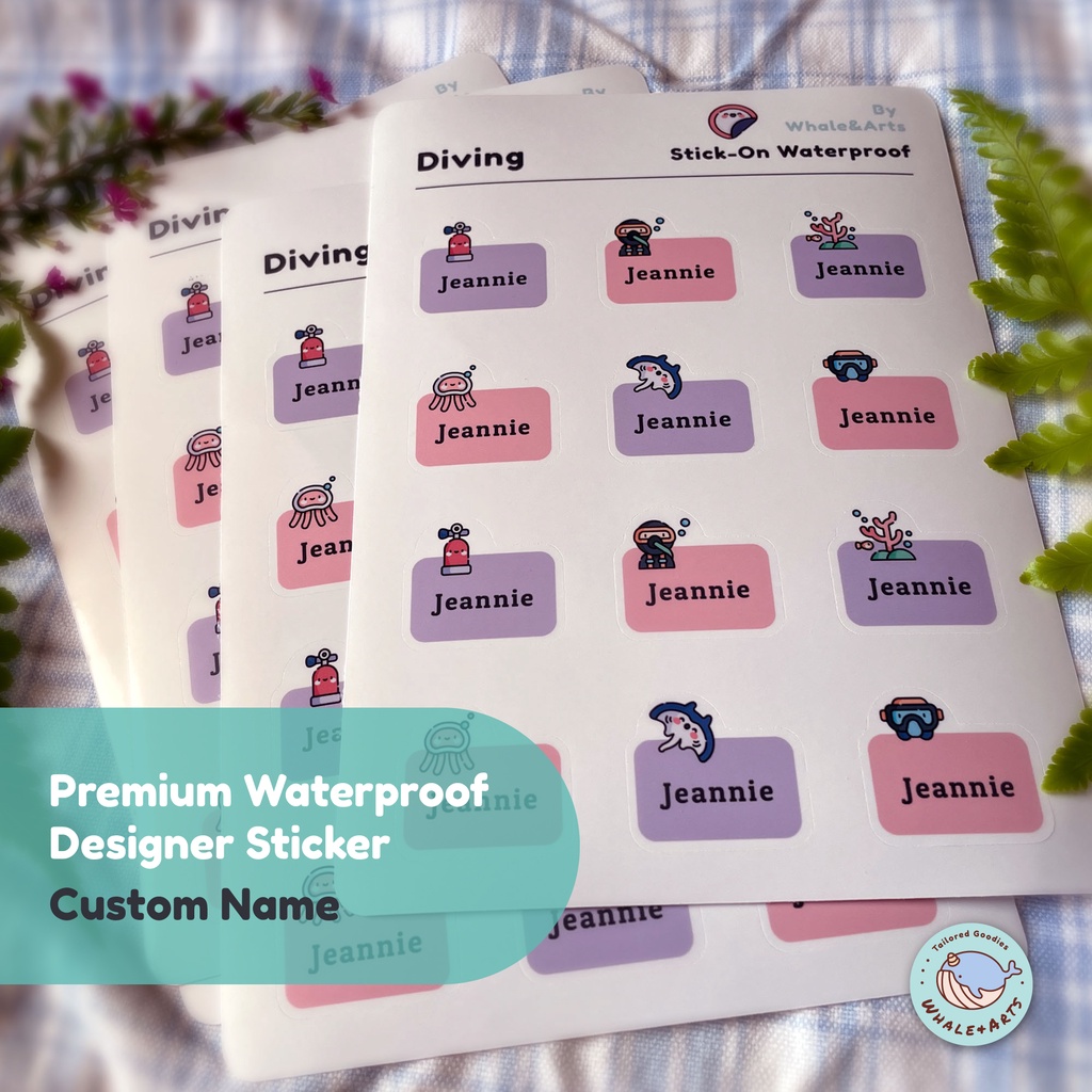 Custom Waterproof Name Sticker | Sticker Nama Kalis Air | 防水姓名贴 ...