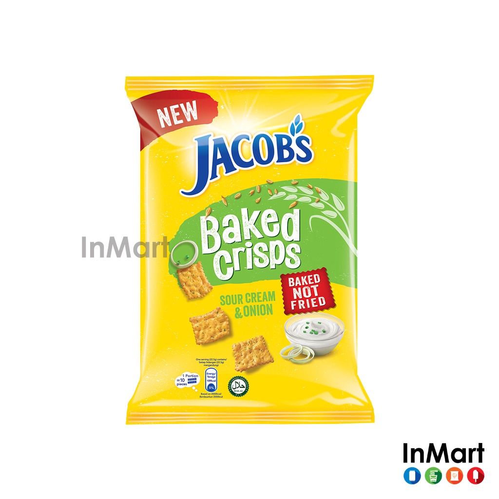 Jacobs Baked Crisps Sour Cream & Onion 45g 烤饼干 酸奶油和洋葱 | Shopee Malaysia