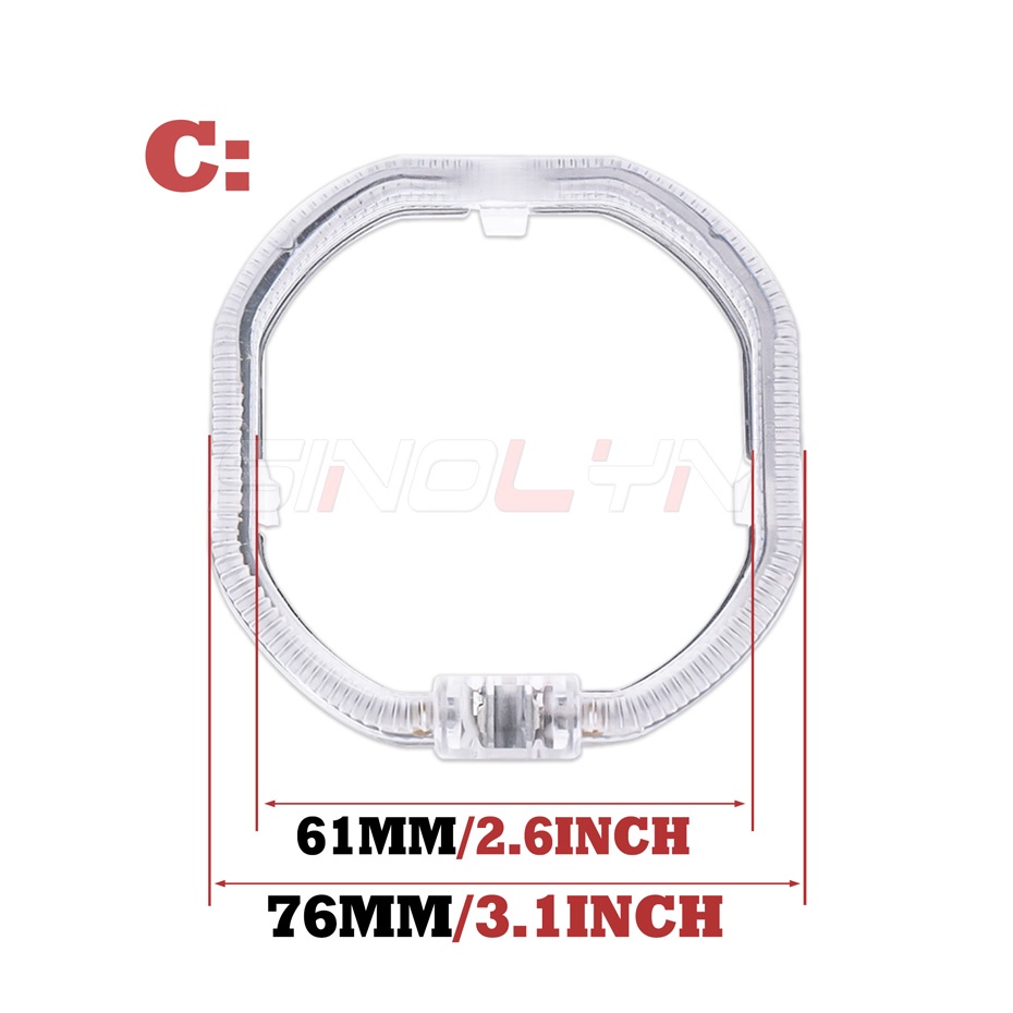 2 pcs Round Octagonal Square Angel Eyes 80mm 95mm DRL Turn Signal ...