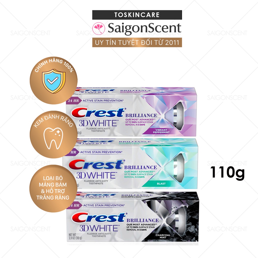 Crest 3D White BRILLIANCE toothpaste to support healthy White teeth 110g | Shopee Malaysia