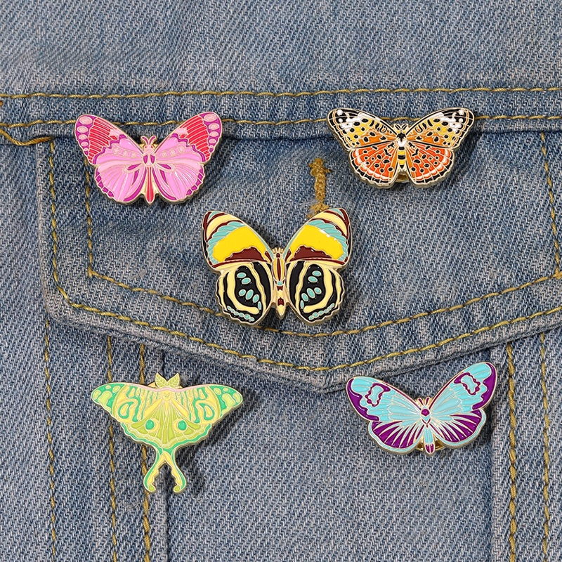 Colorful Butterfly Enamel Pin Cute Moth Brooches Metal Badges Clothes ...