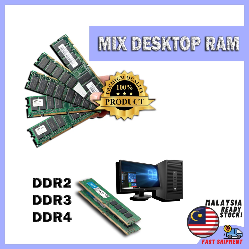 RAM DESKTOP RAM PC Mix Brand DDR4 DDR3 DDR2 8GB 4GB 2GB 1GB | Shopee Malaysia