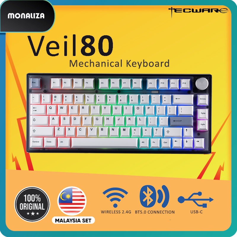 Tecware Veil 80 Wireless Translucent Black Mechanical Keyboard | Shopee ...