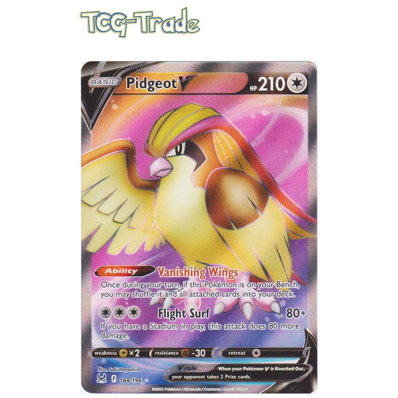 [Pokemon TCG Singles] SS11 Lost Origin - 188/196 Pidgeot V - Full Art ...
