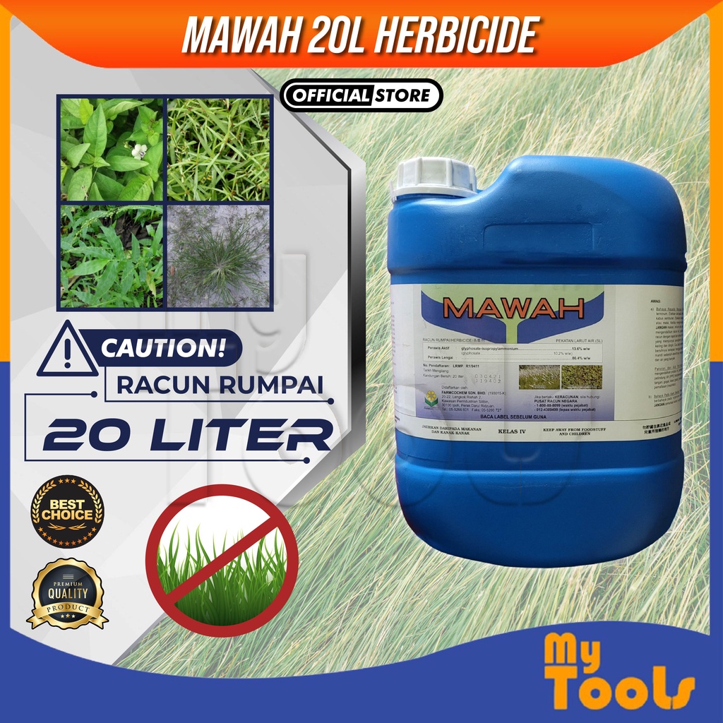Mytools 20L Mawah/Sekali Glyphosate 13.6% Herbicide Racun Rumput 20 ...