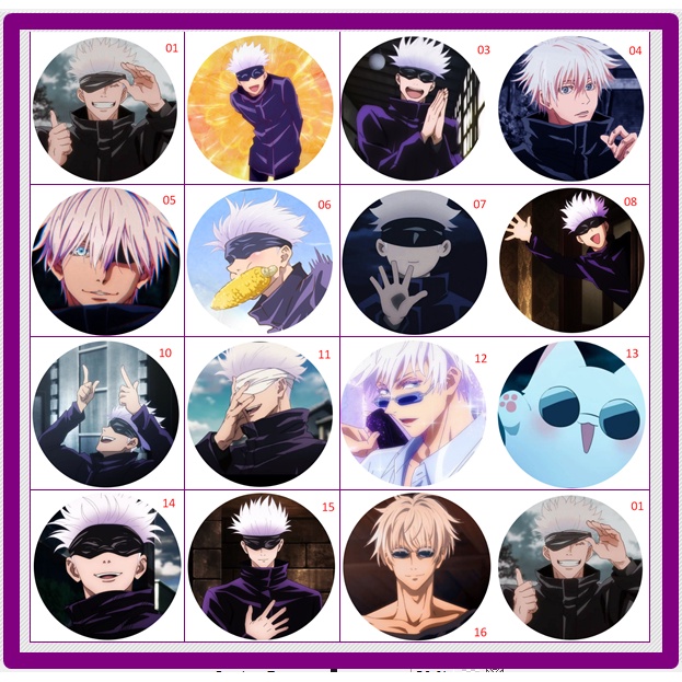 Jujutsu Kaisen Gojo Satoru Cute Funny Button Badge Pin (58mm) Part 1 ...