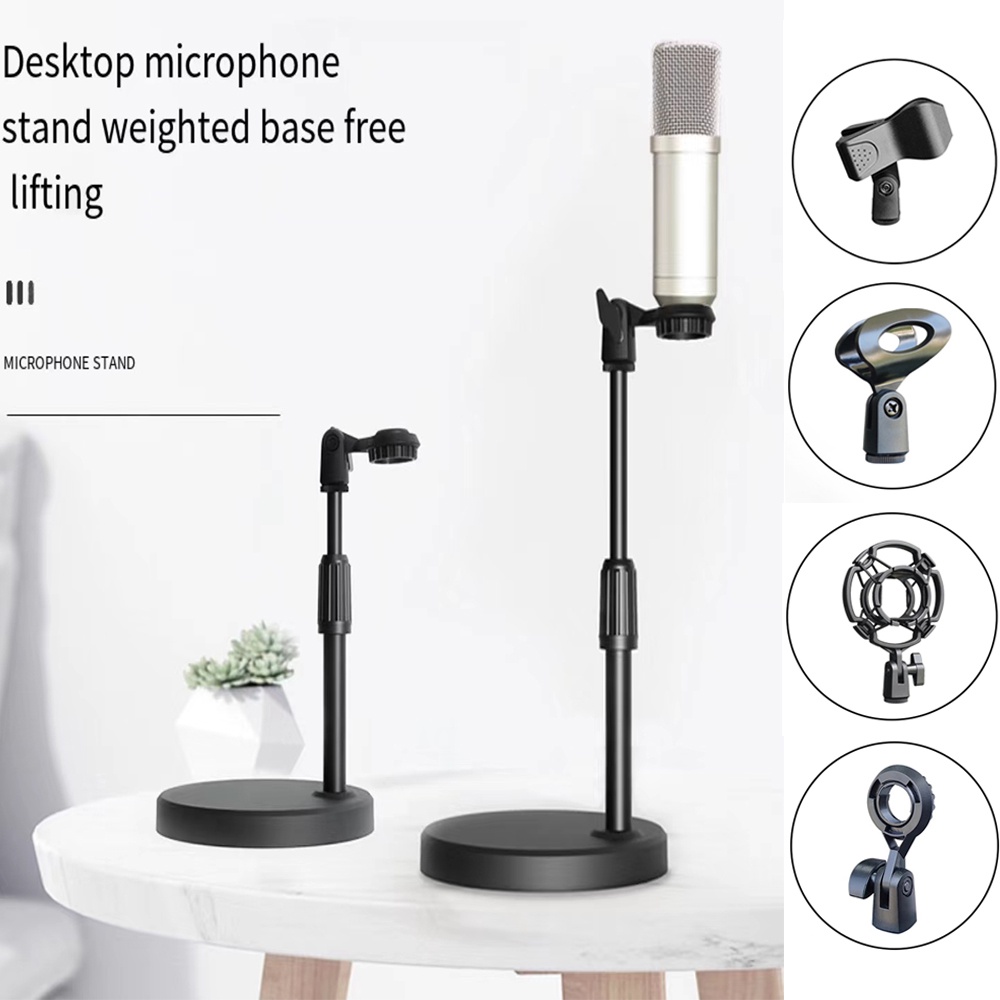 New base weighted disk microphone stand metal lifting rod desktop ...
