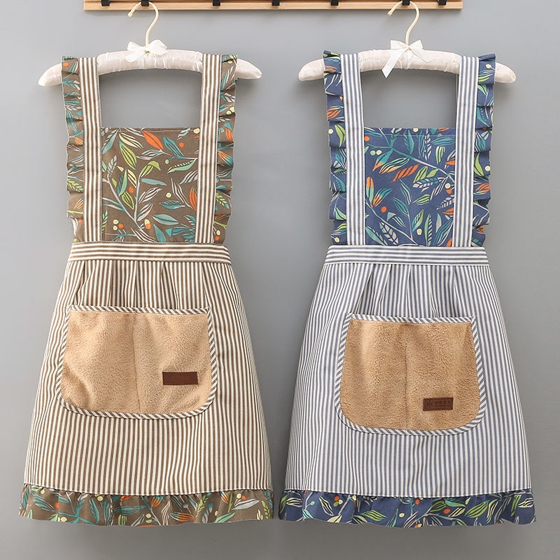 Cotton Apron Female Canvas Breathable Cooking Apron Kitchen Work ...