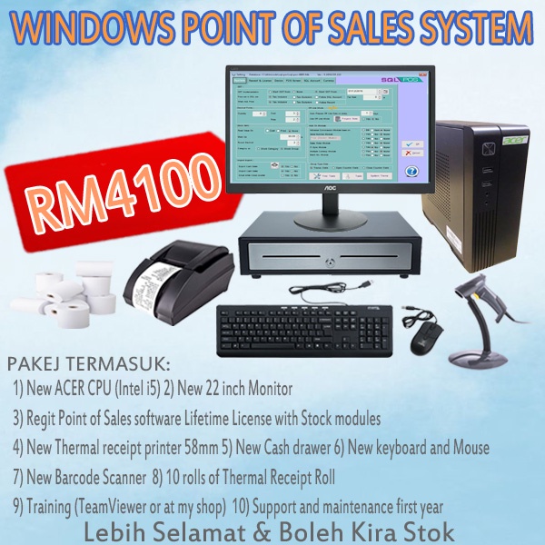 Windows Pos System Point of Sales Package New Acer CPU + 22 inch ...