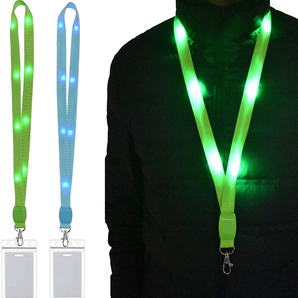 Flashing Lanyards Card Holder LED Light Up Neck Strap Cruise Lanyards ...