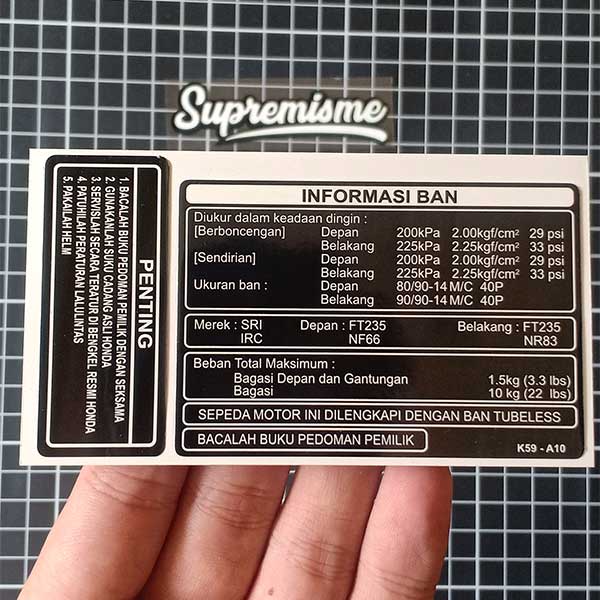 Honda Warning Stickers | Honda Tire Information Sticker | Important ...