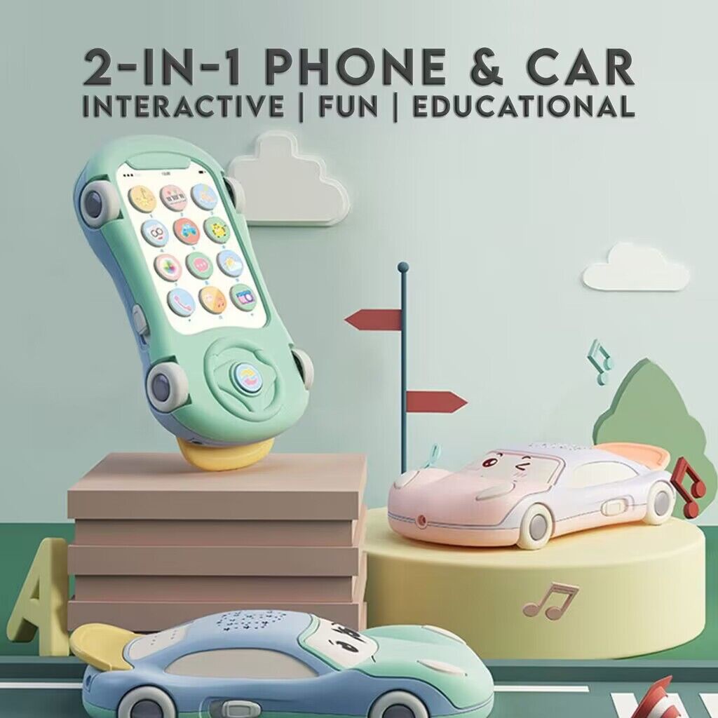 Children Music Starlight Projection Toy Phone | Bilingual Cartoon Car ...