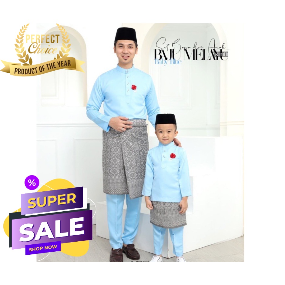 BAJU MELAYU SEDONDON | SET AYAH DAN ANAK | BAJU MELAYU SLIMFIT | BAJU ...