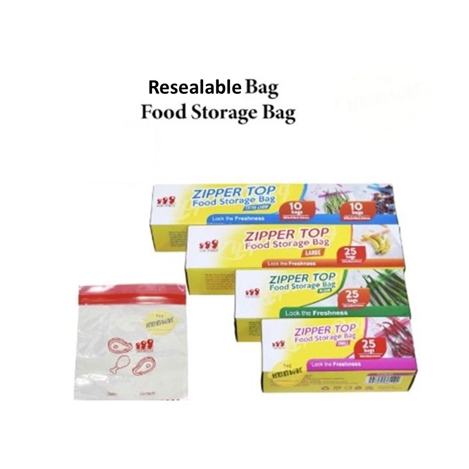 Food Storage Zipper Bag Reusable Resealable Type Containers Kitchen ...