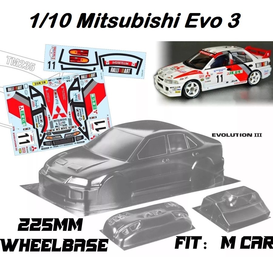 Body Shell Mitsubishi Evo 3 1/10 Rc Rally Drift Car Hsp Hpi Kyosho ...
