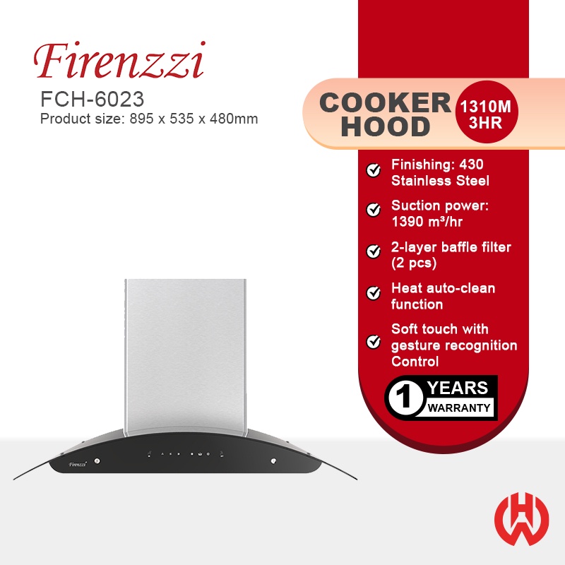 Firenzzi Cooker Hood FCH-6023 Designer Cooker Hood With 3 Speed Control ...