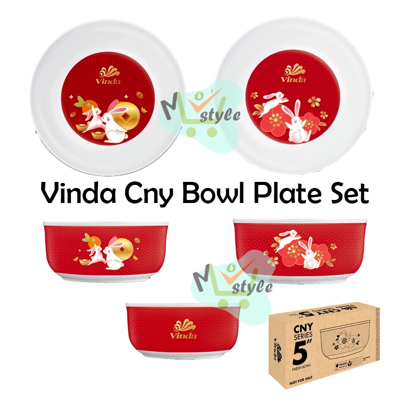 Vinda CNY Bowl 5 inches / Plate Set 8 inches Plate Porcelain Bowl Plate ...