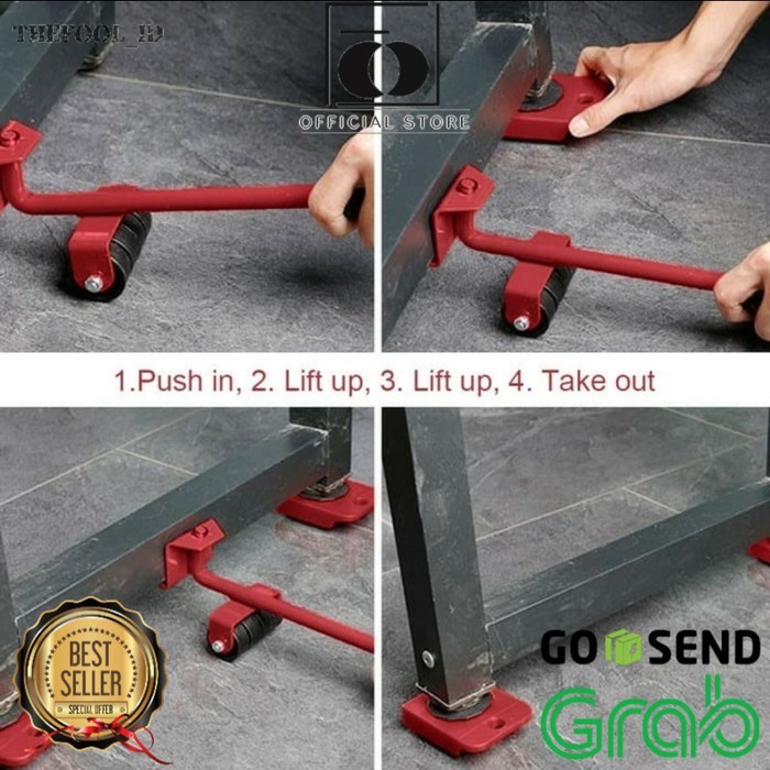Safety 1 Set 4 Wheels + 1 Jack Moving Tool Cupboard Sofa Table ...