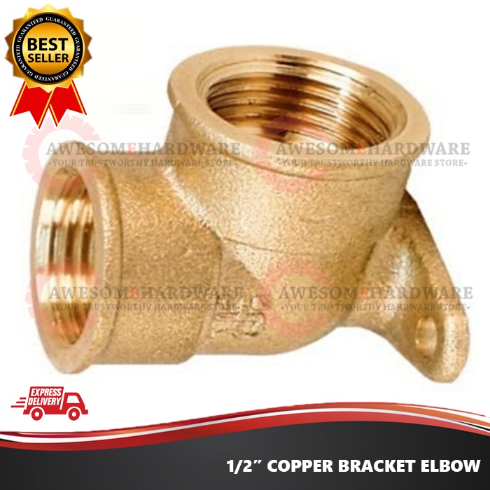 FF 1/2" COPPER BRACKET ELBOW JOINT COMPRESSION TUBE FITTING WALL MOUNT ...