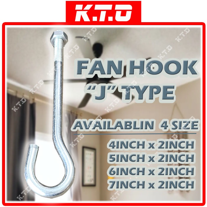 J Type Metal Fan Hook Ceiling Hanger Threaded Fan Hook Wall Plug ...