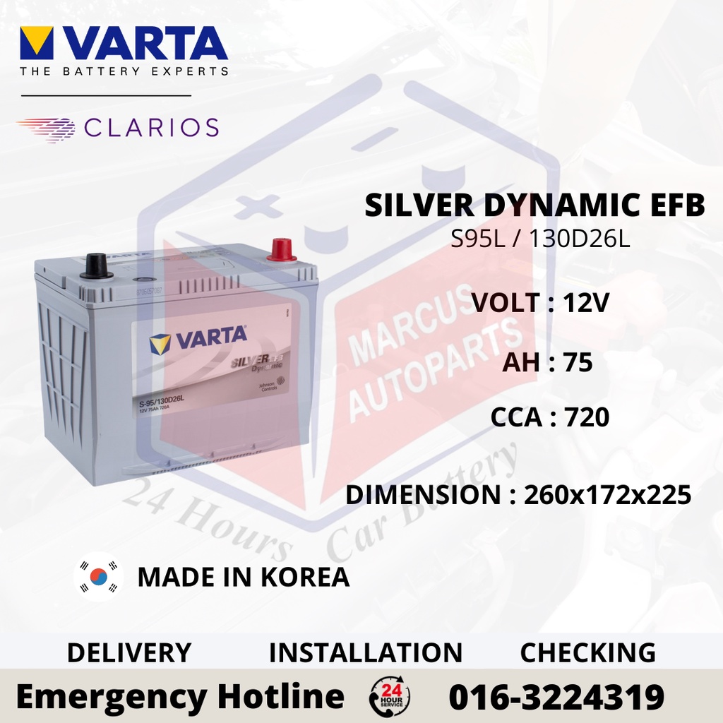 VARTA SILVER DYNAMIC EFB S95L | 130D26L AUTOMOTIVE CAR BATTERY | Shopee Malaysia
