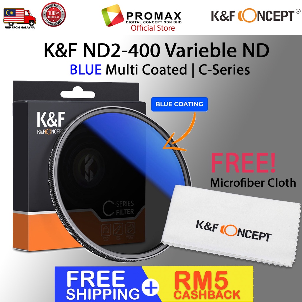CHEAPEST! K&F Concept ND2-400 Variable ND Fader ND Filter Multi Layer Blue Coating VND 1-9 stops ...