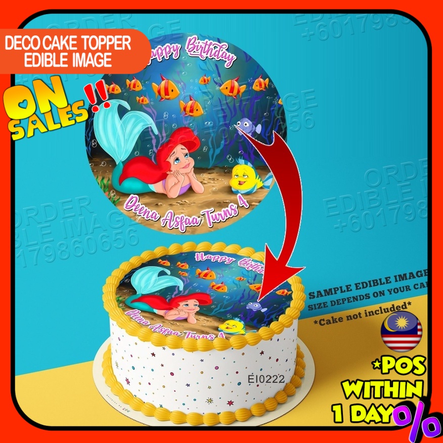Printing EI Little Mermaid Edible Image Print Cake Photo Icing Paper ...