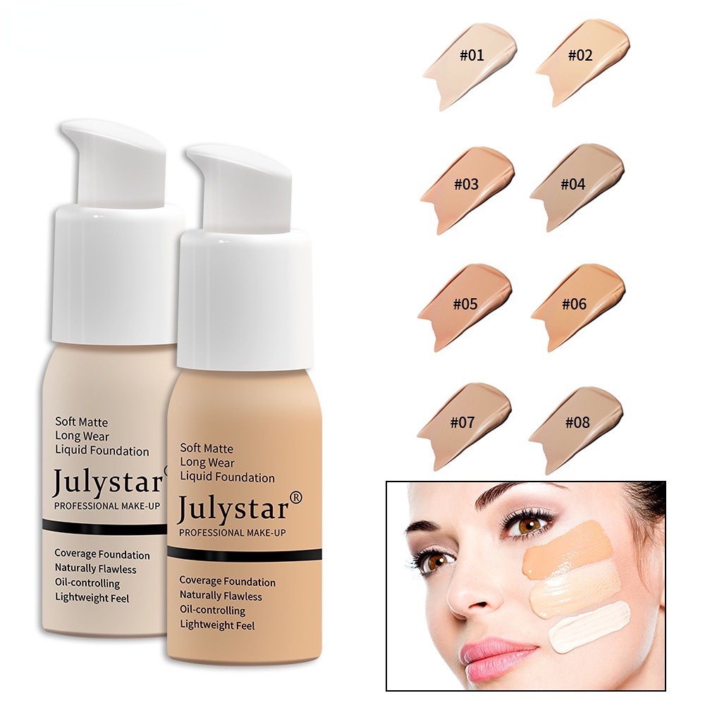 Julystar BB Cream Concealer Liquid Coverage Foundation Face Base Makeup Soft Matte Long Lasting ...