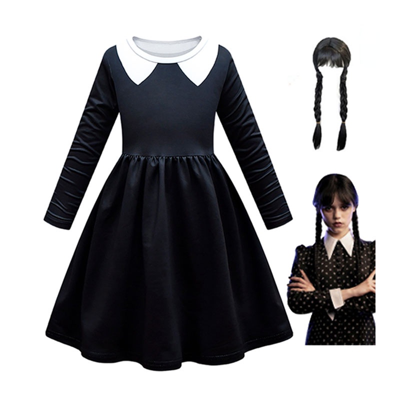 Wednesday Addams Family Cosplay Costume Addams Vintage Gothic Outfits ...