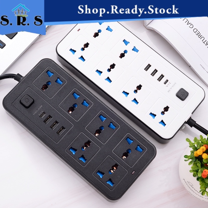 SRS_ USB C + 3 USB Port 6 Universal Power Strip Extension Plug Power ...