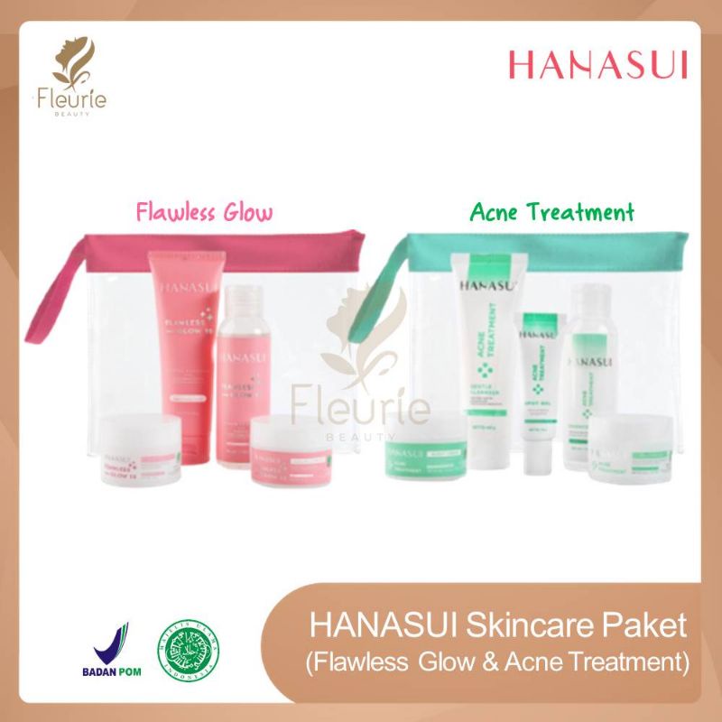 HANASUI FLAWLES GLOW 10 SERIES 4in1 SKINCARE PACKAGE / HANASUI ACNE ...