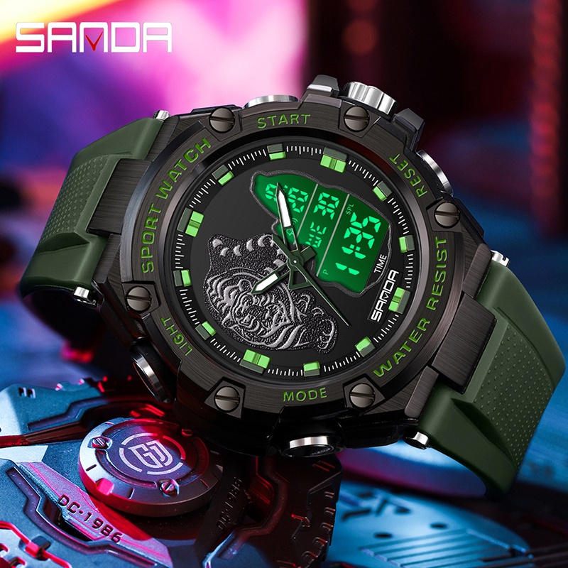 SANDA Official Beast Dial Sport Military Quality Falling Resistant ...